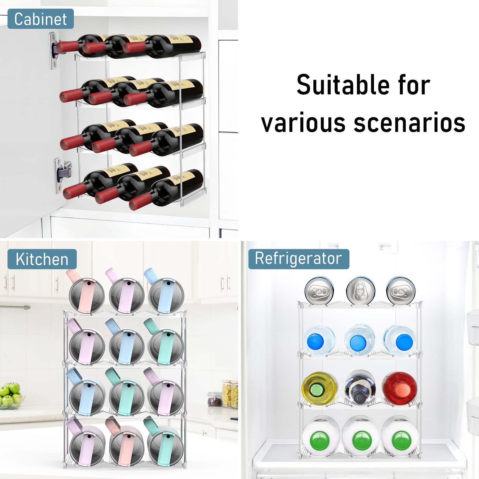 【Upgraded Larger】Water Bottle Organizer for Stanley 40 oz Tumbler with Handle, Stanley Cup Organizer for Cabinet, Kitchen Organizers and Storage for Stanley Cup Accessories, Tumbler Mug Cup Hold 12