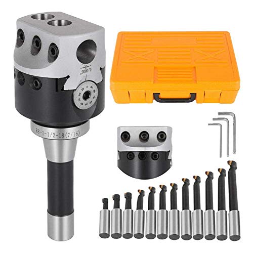 / 4 in Boring Head + R8-1-1/2-18 (7/16) Boring Bar + 3/4in Boring Cutter Set 40CR with Wrench for Household Industrial Use