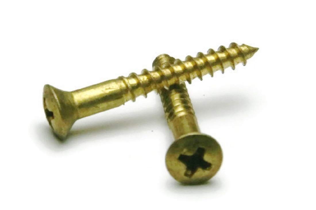 #10-13 Wood Screws - Phillips Oval Head Wood Screws - Brass #10-13 x 1 Qty 25
