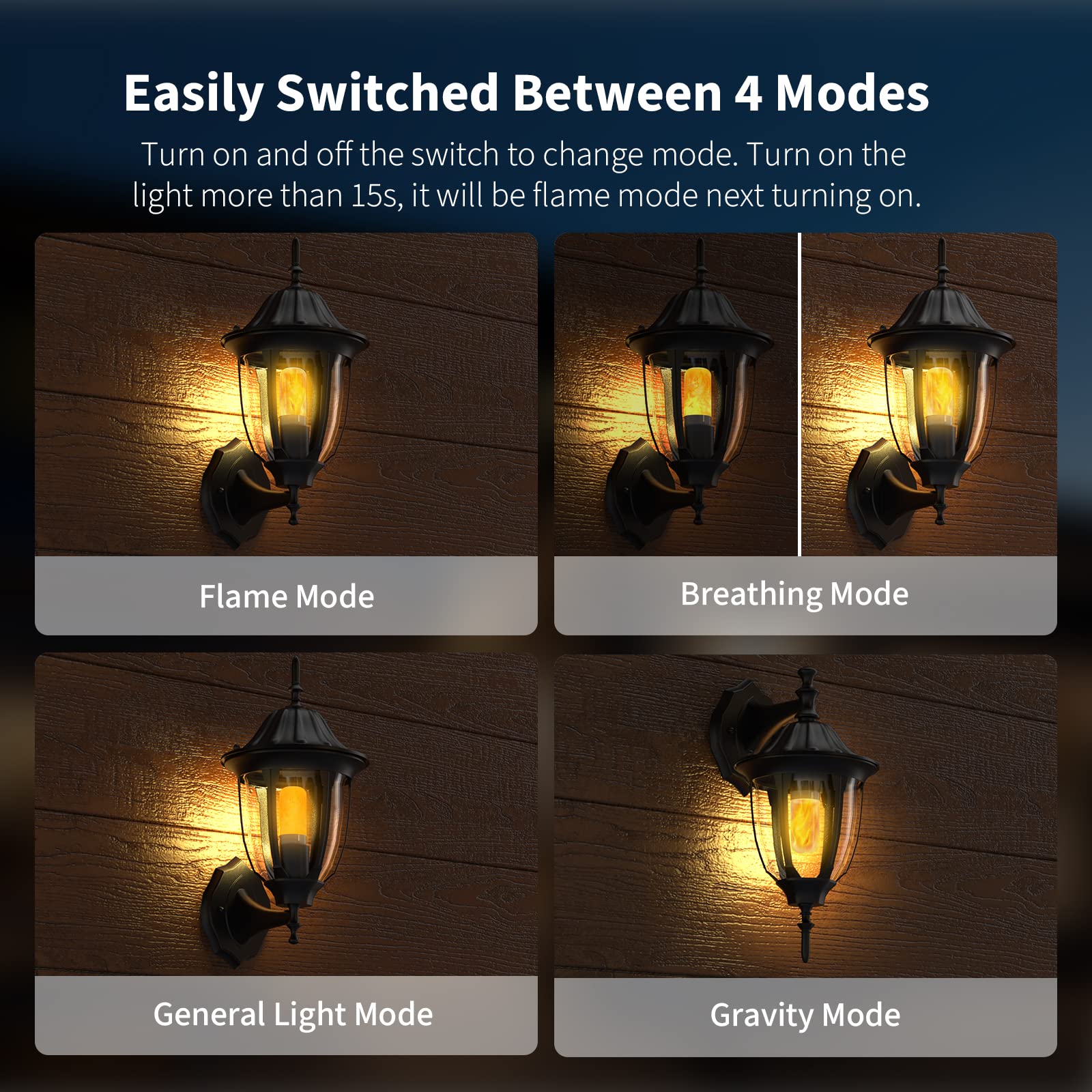 【Upgraded】Morsatie LED Flame Light Bulbs, 4 Modes Flickering Light Bulbs with Upside Down Effect, E26/E27 Fire Light Bulb for Halloween, Christmas, Party, Porch, Patio, Indoor Outdoor Decoration-4 Pcs