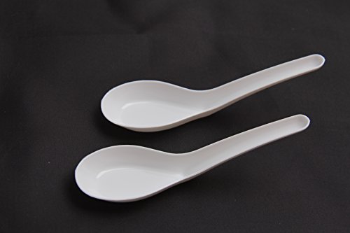 100 Pack Disposable Dining Asian Soup Spoons Chinese Spoon White Plastic