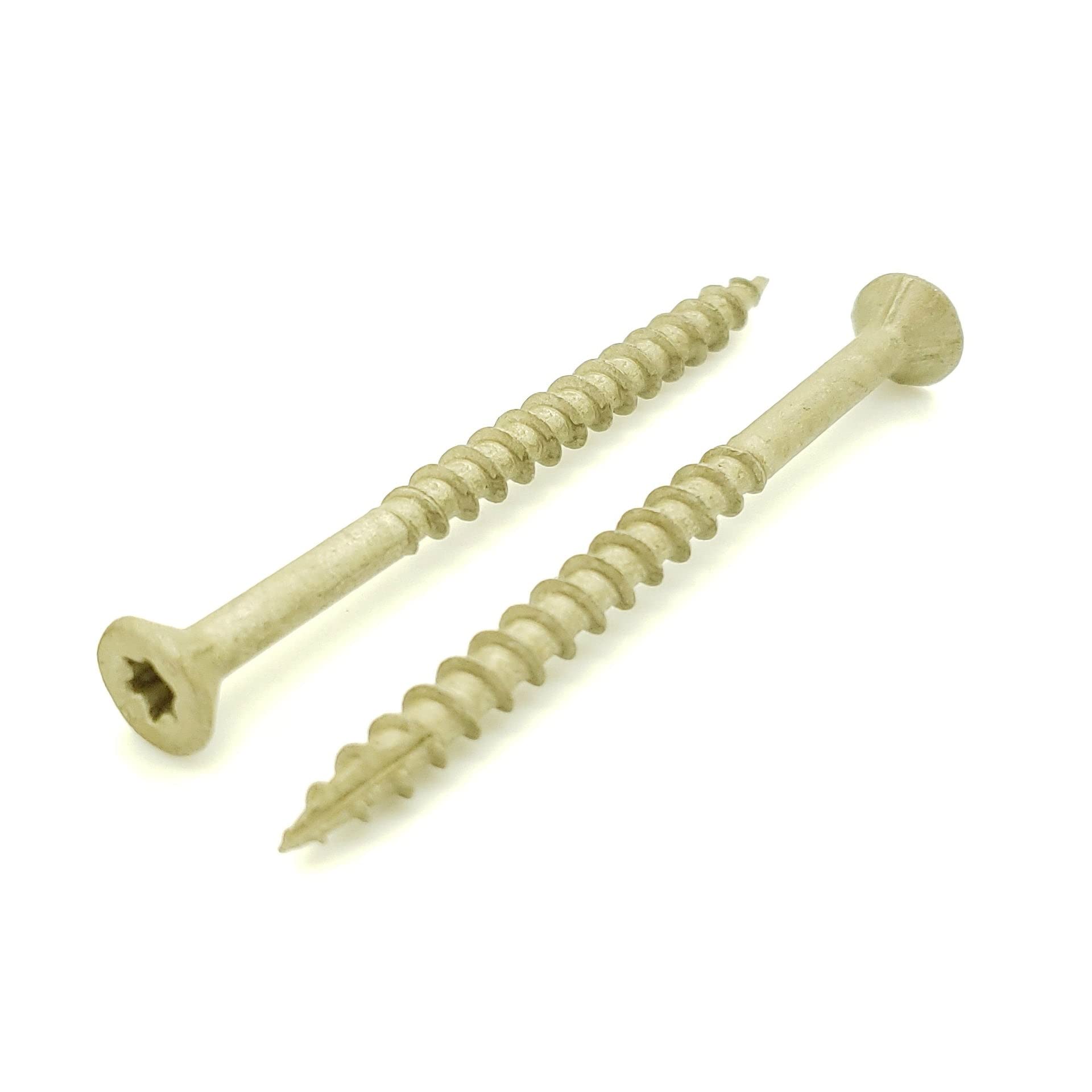 100 Qty #9 x 2-1/2" Inch Tan Fence & Deck Screws | Torx Star Drive | Bit Included (BCP919)