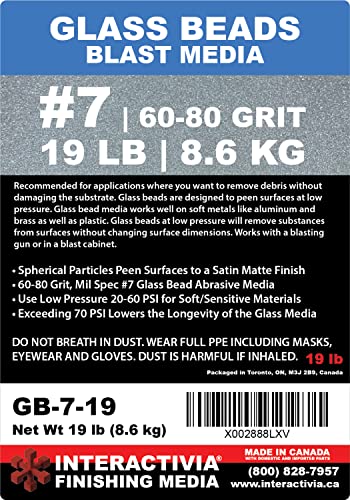 #7 Glass Beads - 19 lb or 8.6 kg - Blasting Abrasive Media (Fine) 60-80 Mesh or Grit - Spec No 7 for Blast Cabinets Or Sand Blasting Guns - Small Beads for Cleaning and Finishing