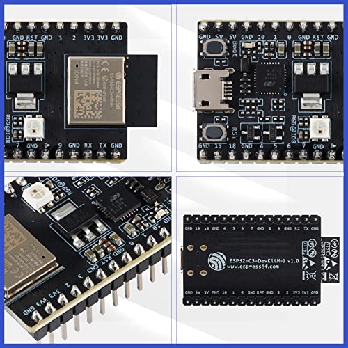 000 ESP32-C3-DevKitM-1 Development Board Module, Embedded RISC-V 32-Bit Single-Core Microprocessor, ESP32 Chip Integrated 2.4GHz WiFi+ Bluetooth Module Wireless Module I2S I2C Suitable