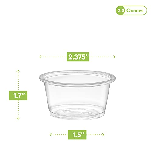 {2 oz - 200 Cups} Clear Diposable Plastic Portion Cups No Lids, Small Mini Containers For Portion Controll, Jello Shots, Meal Prep, Sauce Cups, Slime, Condiments, Medicine, Dressings, Crafts, Disposable Souffle Cups & Much more