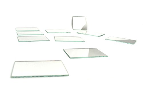 10 Pack Glass Plane Mirrors - Unmounted - 3"x2" approximate Size - Eisco Labs
