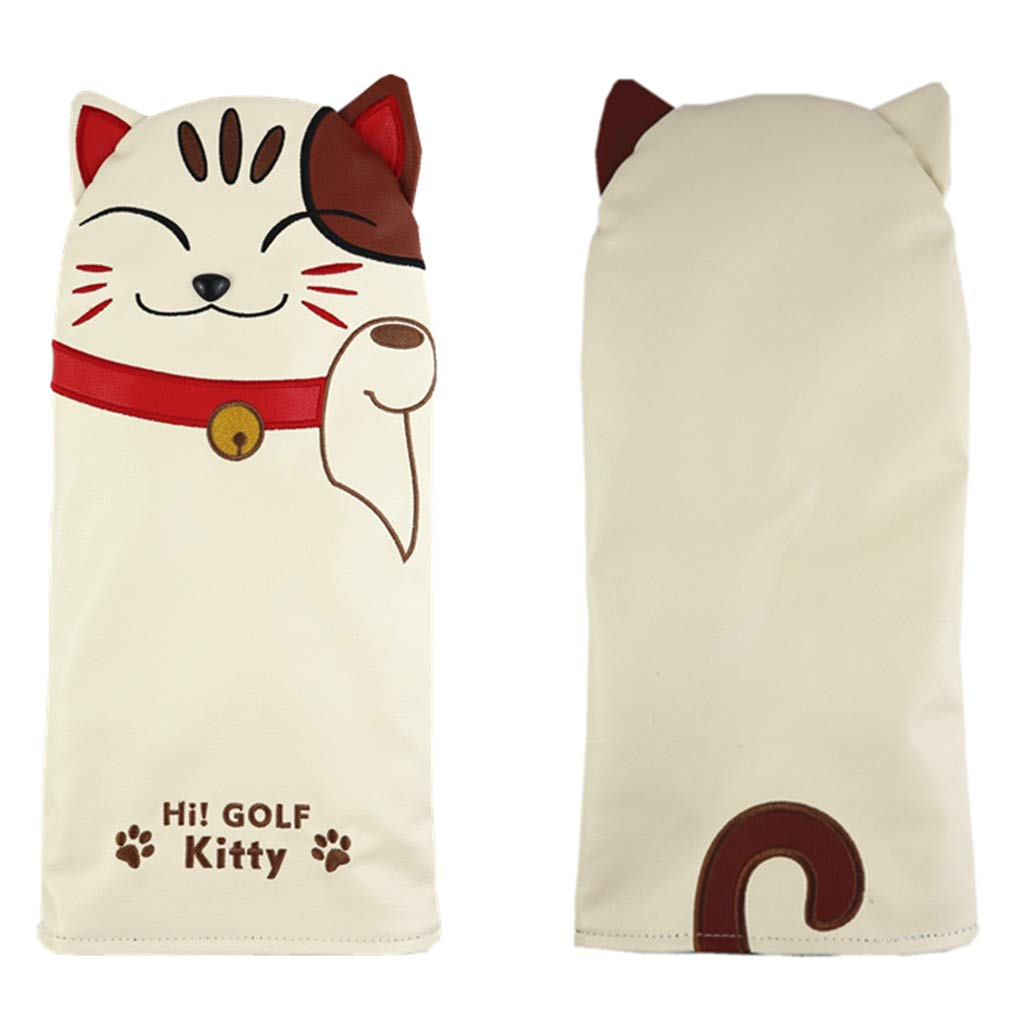 #N/A 4 Pieces Golf Head Covers PU Leather Headcover with Lucky Cat Design