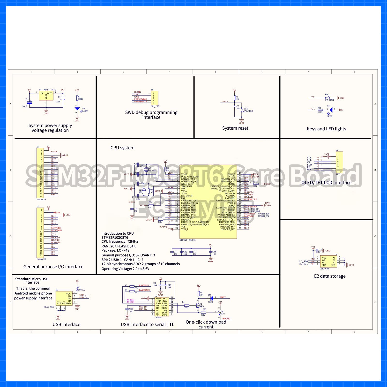 000 EC Buying STM32F103C8T6 Microcontroller Core Board/STM32 Learning Board/Development Board System Board Integrated ARM32-Bit Microprocessor CH340 Serial Port Download/I2C Interface MicroUSB