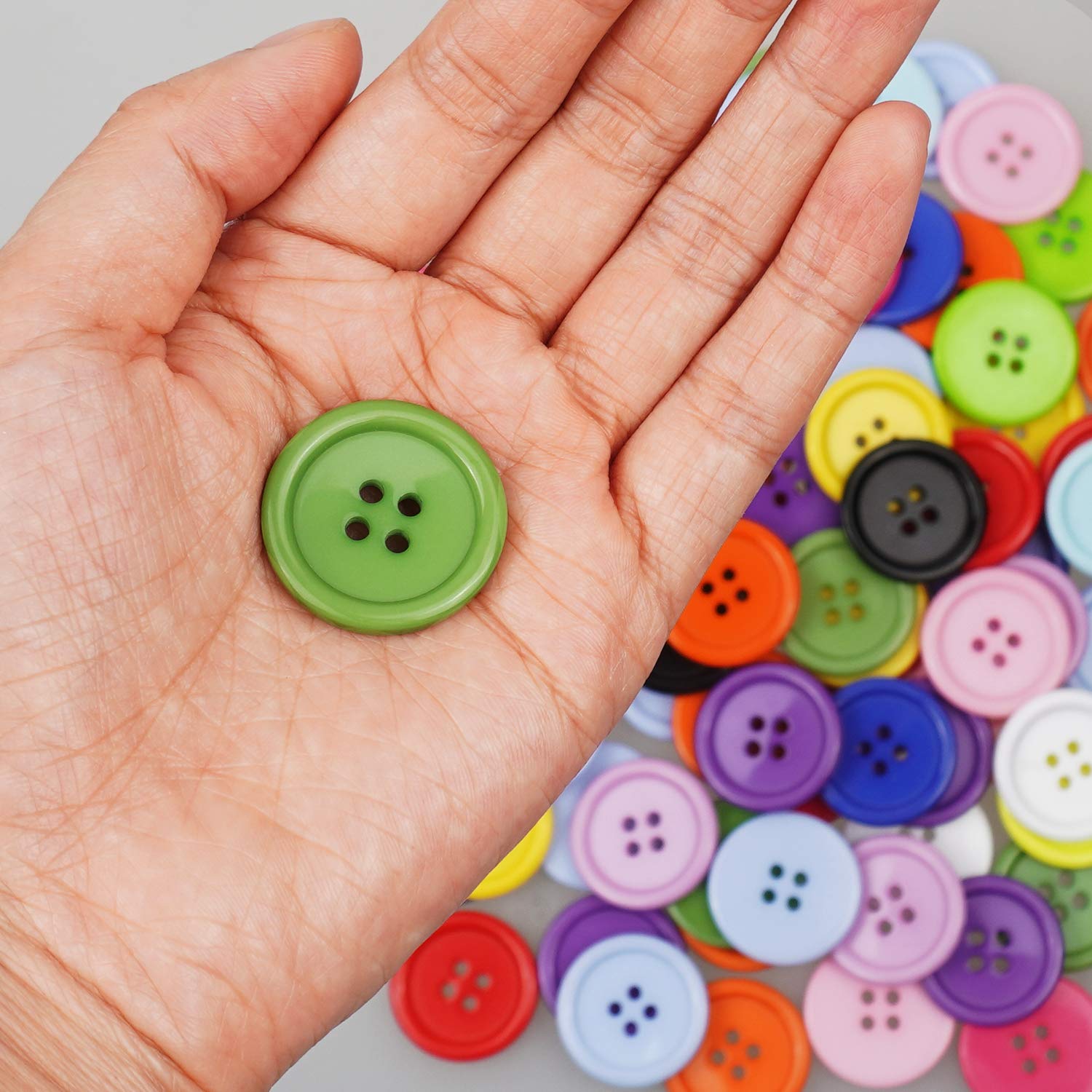 1 Inch Resin Buttons for Sewing 25mm Mixed Colored Buttons 4 Holes Pack of 100