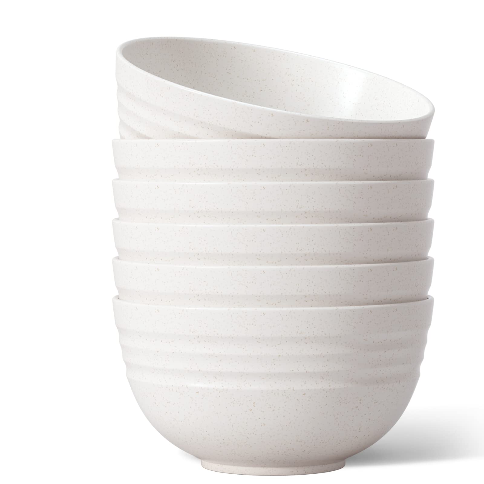 【Set Of 6】Unbreakable Cereal Bowls, 25 OZ Wheat Straw Bowls Microwave and Dishwasher Safe BPA-Free Eco-Friendly Bowl Beige Color for Cereal, Serving ,Soup, Oatmeal, Pasta and Salad(NOT CERAMIC)