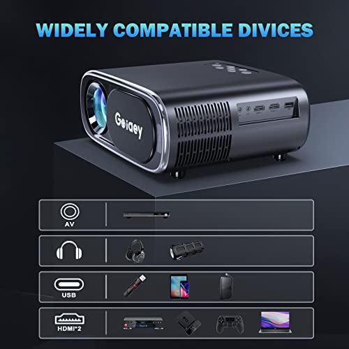 【Auto Focus】Projector with WiFi and Bluetooth with 100'' Screen, Goiaey 490 ANSI Native 1080P Projector 4K Support, Auto 6D Keystone, Home Theater Movie Projector for iOS/Android/PC/TV Stick/HDMI/USB