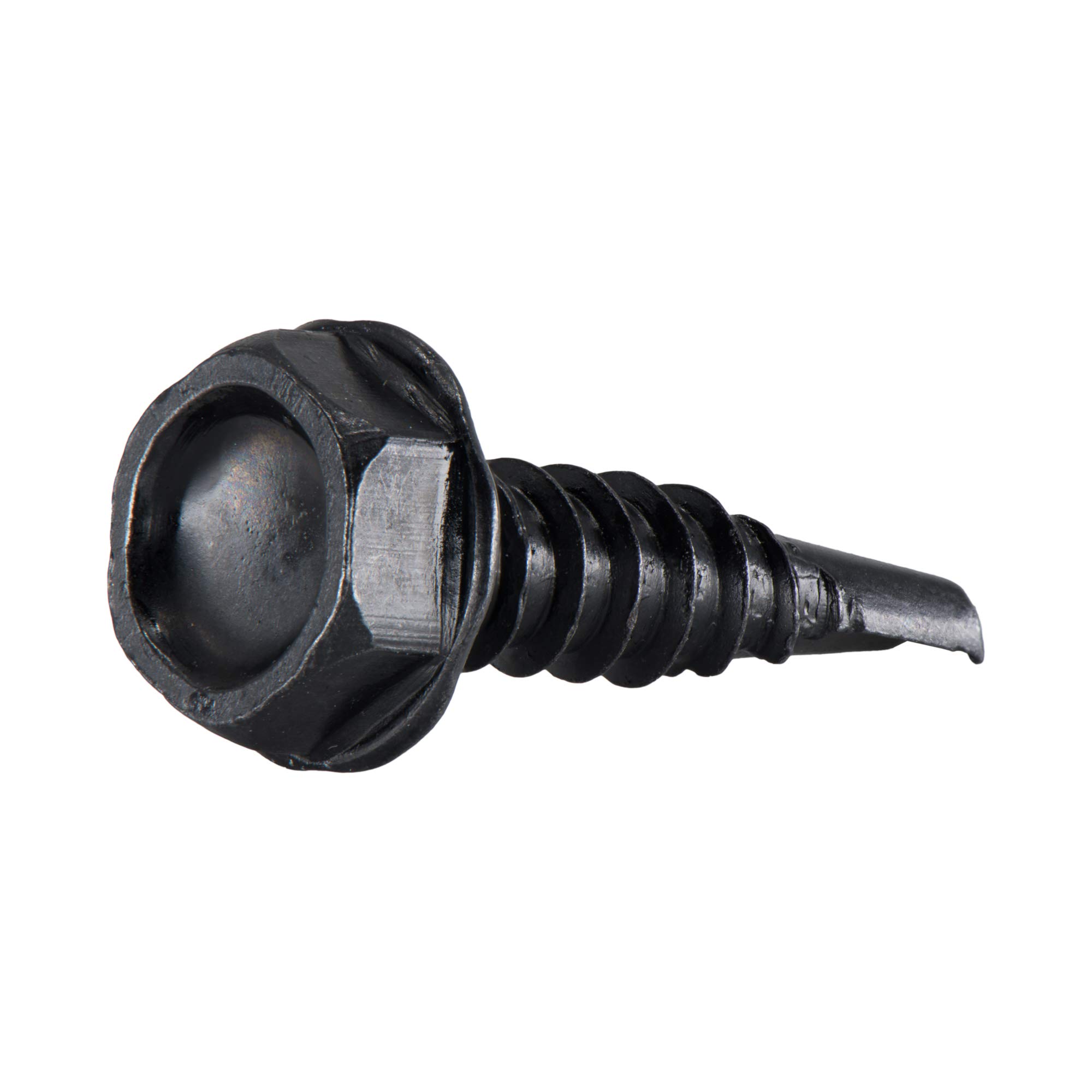 #8 x 1/2 in. Black Exterior Self Drilling Screws, Hex Washer Head (100 pcs) by Makers Bolt