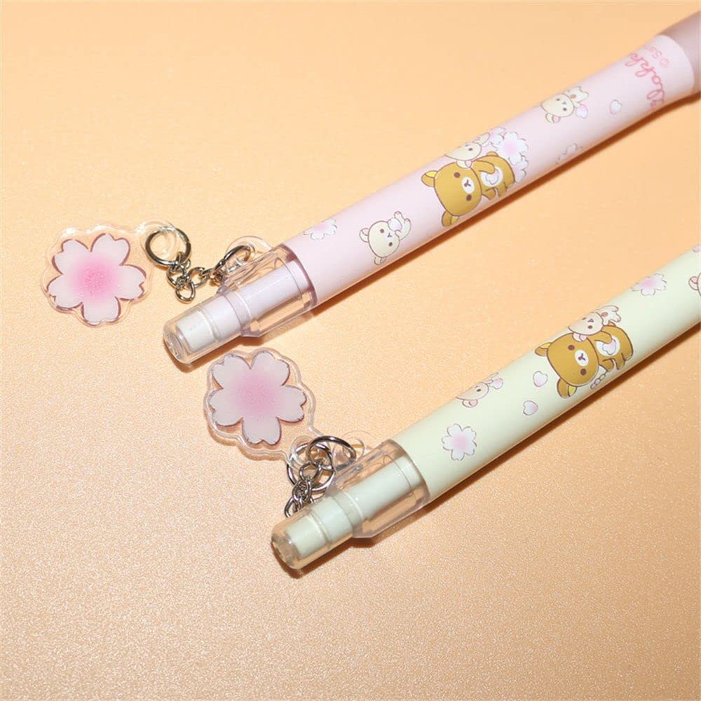 0.5mm&0.7mm Cute Mechanical Pencil Cartoon Ber Movable Pencil Automatic Writing Pencils With Sakura Pendant(1pc Random 0.7mm)