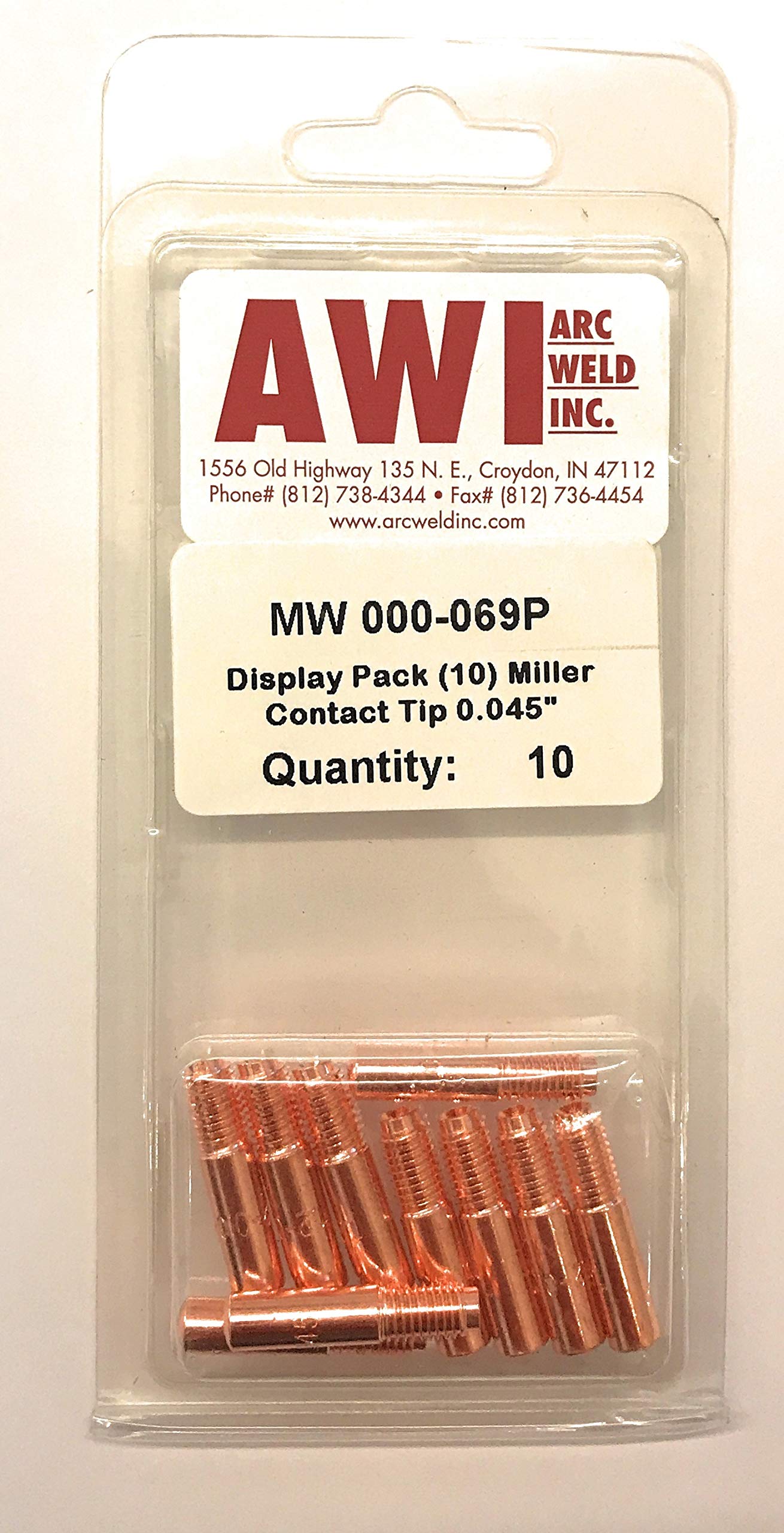 000-069 Miller Style M-Series Contact Tip .045 - Arc Weld by Masterweld Pack of (10)