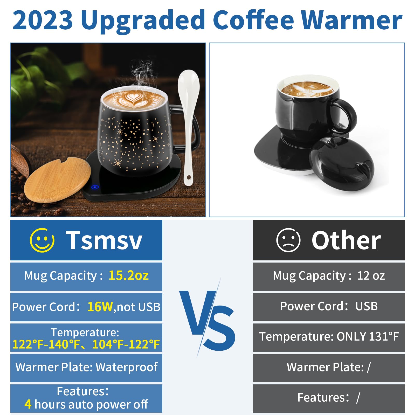 【2023 Upgraded】 Coffee Warmer with Mug Set/Coffee Cup with Warmer/Coffee Mug Warmer with 2 Temperature/Coffee Cup Warmer for Desk/Gifts for Birthday, Thanksgiving Day and Christmas, Valentine's Day