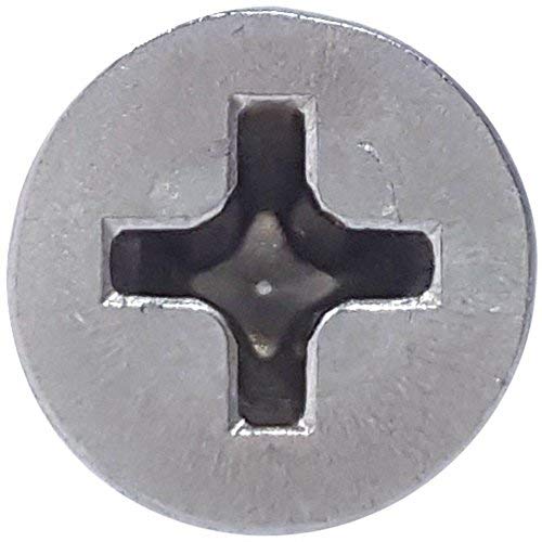 #4 x 1/2" Flat Head Wood Screws, Phillips Drive, Type 316 Marine Grade Stainless Steel, Full Thread, Bright Finish, Quantity 50 by Fastenere