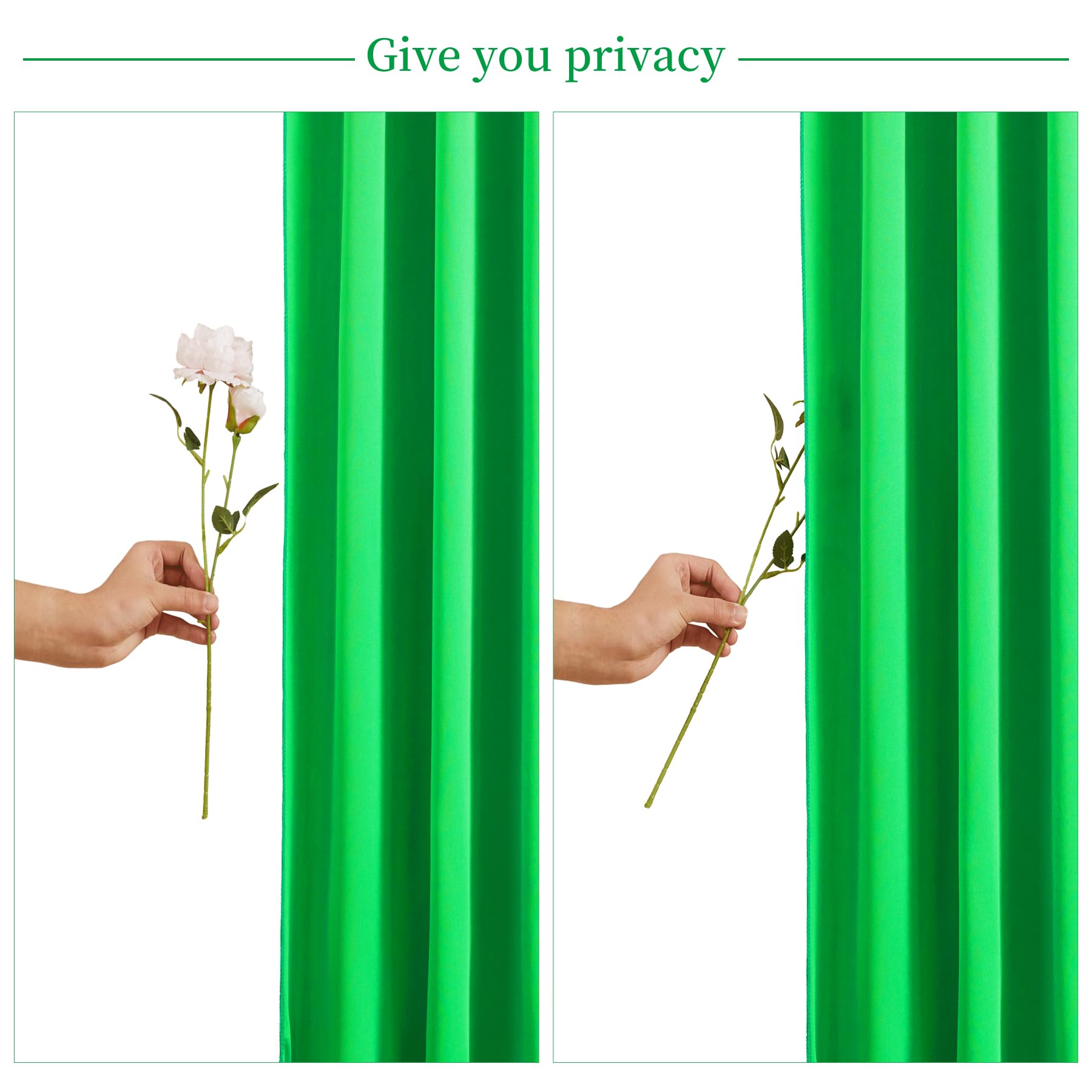 10x10 Green Backdrop Curtain for Parties Baby Shower Wrinkle Free Green Photo Curtains Backdrop Drapes Fabric Decoration for Birthday Party 5ft x 10ft,2 Panels