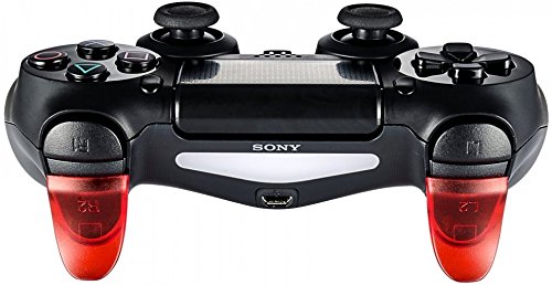 1 Pairs L2 R2 Trigger Extenders Buttons for PlayStation 4 PS4 PS4 Slim Pro JDM-030 Controller (Transparent Red)