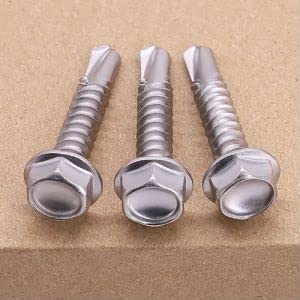 #14 x 1" Hex Washer Head Self Drilling Screws, 410 Stainless Steel, Hexagon Head Self Drilling Screws with Flange Washer Collar, 30 PCS