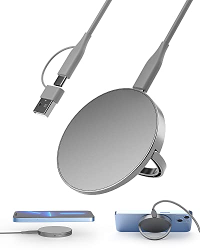 【UV-Coating】 Magnetic Wireless Charger,Qi-Certified Wireless Charging Pad Mag-Safe Charger Compatible with iPhone 14/14 Plus/14 Pro/14 Pro Max, iPhone 13/13 Pro/13 Pro Max/13 Mini, Mag Charging Grey