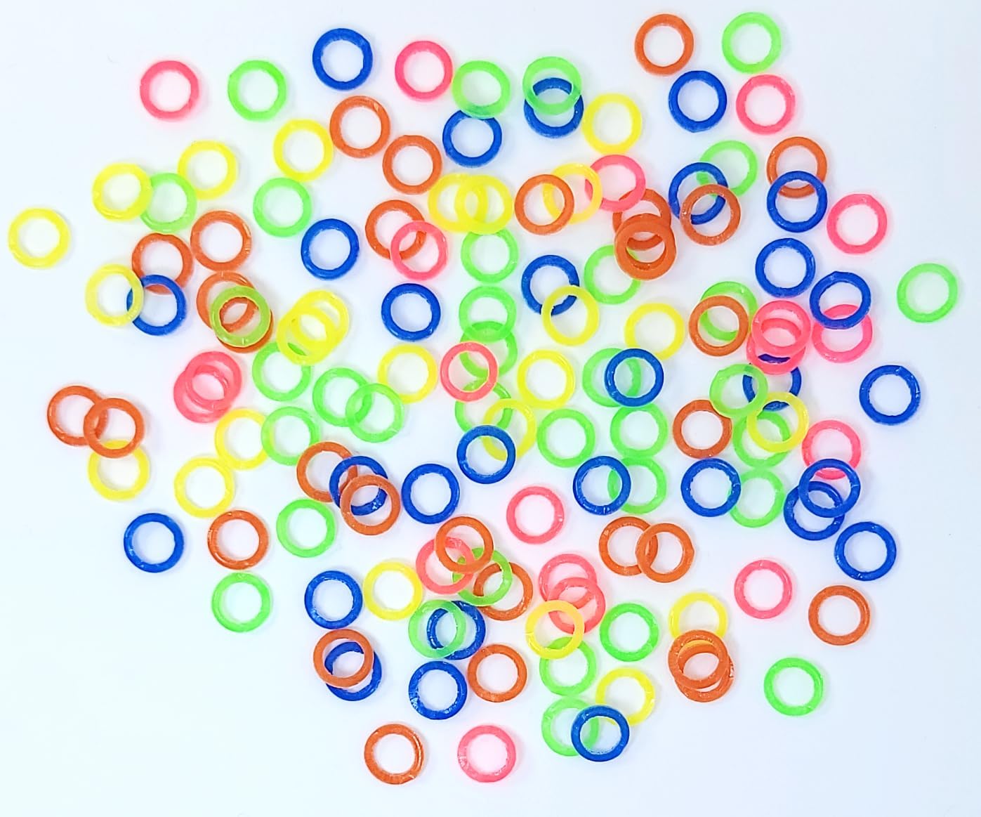 1/4 Inch Orthodontic Elastic Rubber Bands - 100 Bands - Neon Color Latex Free, Medium 4.5 Ounce (oz) Small Rubberbands, Braces, Dreadlocks Hair Braids, Packaging, Crafts - Sonic Dental Supply - USA
