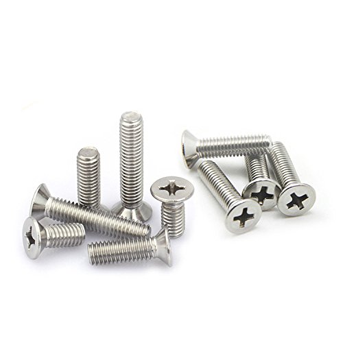 #6-32 Phillips Flat/Countersunk Head Machine Screws,A2 Stainless Steel,Thread Length 1/4" to 1-1/2",Pack 100-piece (#6-32 x 1-1/2")