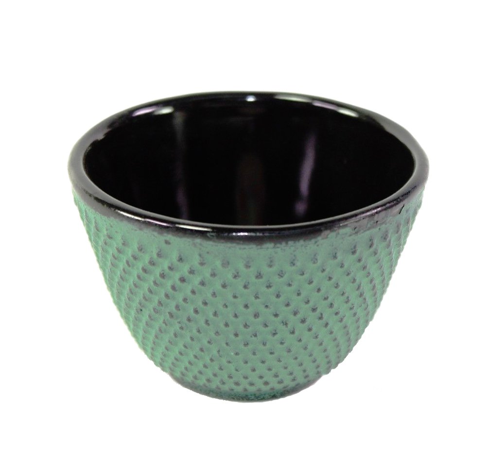 1 Black Leaf Teacup Saucer + 1 Green Polka Dot Hobnail Japanese Cast Iron Tea Cup Teacup ~ We Pay Your Sales Tax