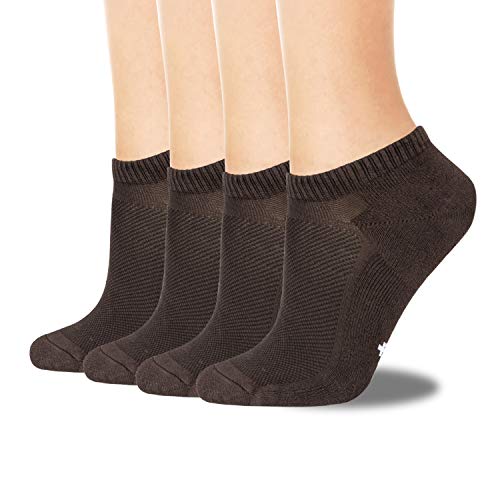 +MD Mens Breathable Bamboo Socks Moisture wicking and Odor Resistant Low Cut No Show Athletic Socks,4 Pack Coffe10-13