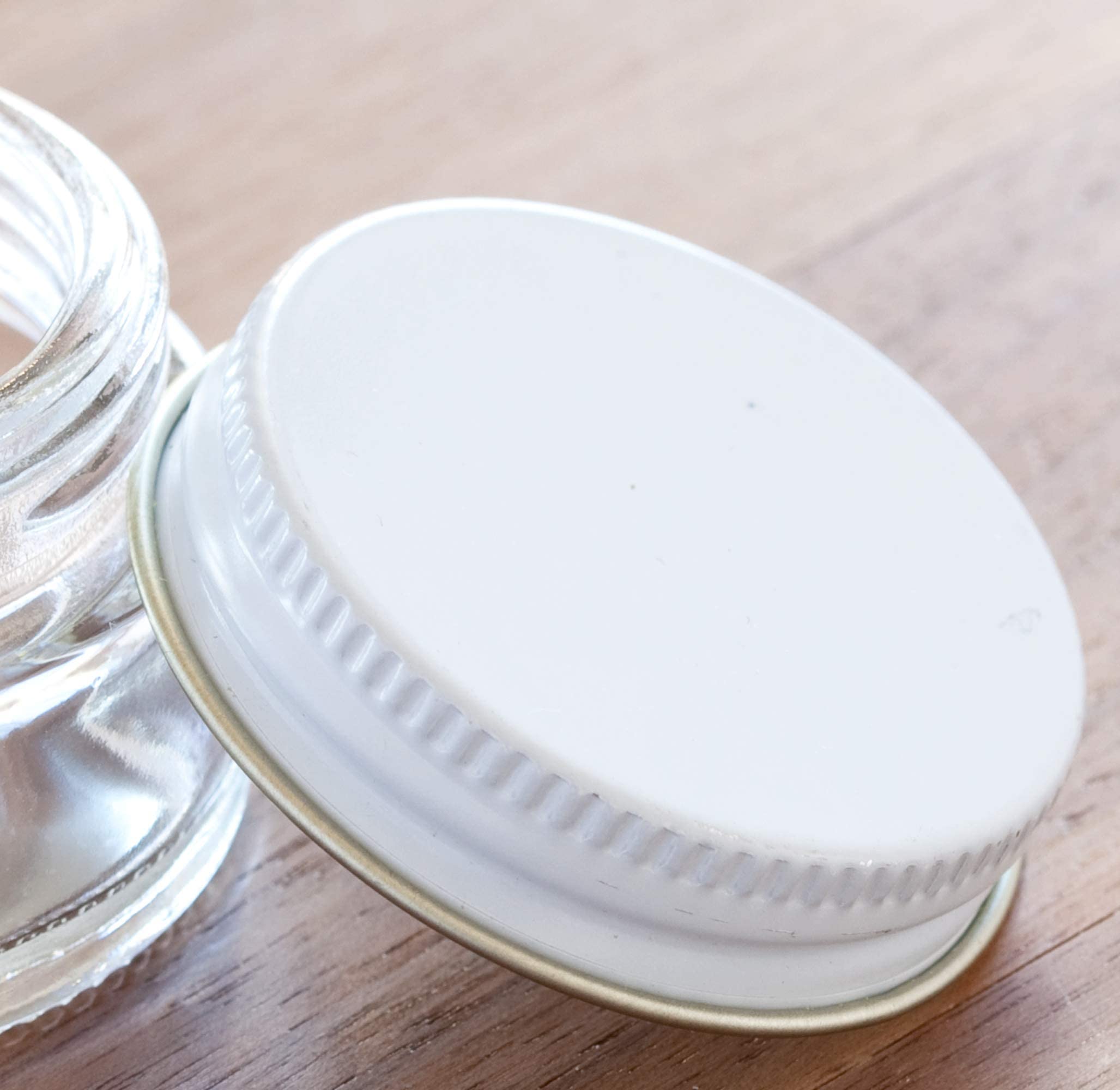 1 oz / 30 ml Clear Thick Glass Straight Sided Jar with White Metal Airtight Lid (4 pack)
