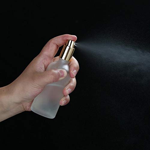12 Pack 1.7 Oz Frosted Glass Spray Bottles with Fine Mist Atomizer &Golden Pump Cap,Empty Travel Size Perfume Liquid Containers for Essential Oils-Stickers,Pipette&Funnel included (Pack of 12)