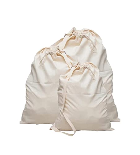 1 Pack Cotton Laundry Bag with Handles Shoulder Strap, Reusable and Sturdy Storage Bag