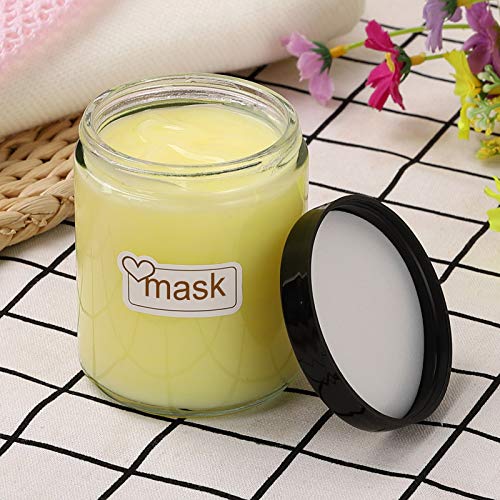 12 Pack 8 oz Clear Glass Jars with Lids, Round Empty Containers for Scrubs, Lotions, Cosmetic, Ointments and Butters, Travel Storage Jar, Black Lids, lables and Spatulas