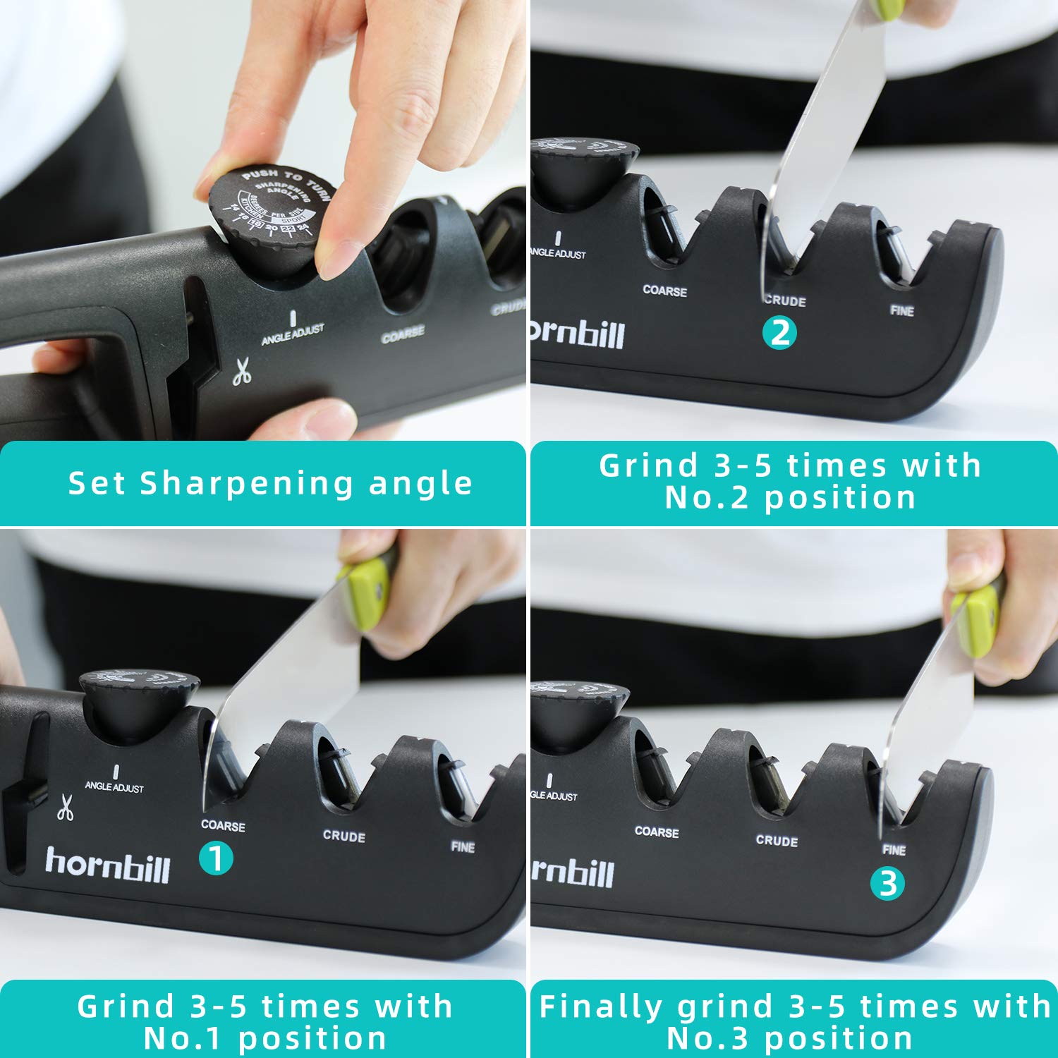 【2022 NEW】Manual Kitchen Knife Sharpener Adjustable 12-24°, 4-in-1 Chef Choice Knife and Scissor Sharpener, Repair, Restore, Polish Blades, Blade Sharpener for Ceramic/Steel Knife/Scissor/Home Kitchen
