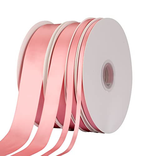 1-1/2" Inch Double Faced Satin Ribbon Solid Polyester Ribbon for Gift Wrapping, Crafts, Hair Bows, Wedding Party Decaration, Baby Shower Decoration Floral Arrangement (100 Yards, Dusty Rose)