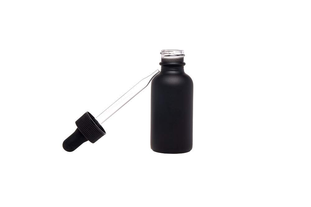 12 Pack Black Coated Boston Round Essential Oils Aromatherapy Glass Bottles Jar With Black dropper cap, 1oz