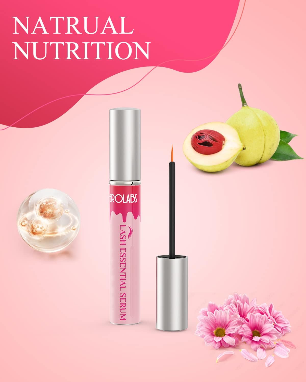 +1HEROLABS Lash Serum Based On Botanical Formula, Lash Essential Serum For Nourishing Brows & Lashes(5ML, 5-Month Supply)