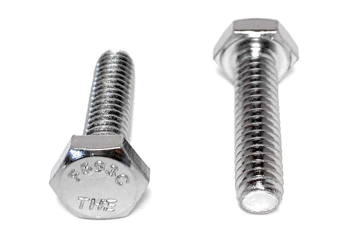 1/4-20x1 Chrome Stainless Steel Hex Cap Screws Chrome Hex Bolts 18-8 (UNC) Coarse Thread - (20 pcs)