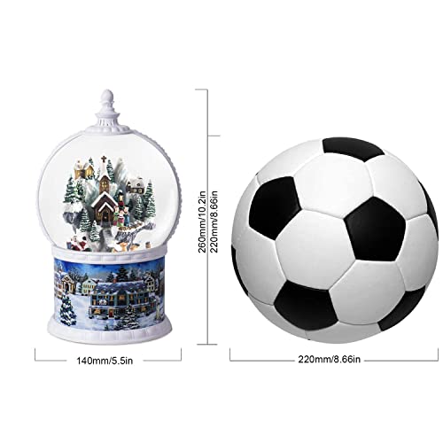10.2 Inch High Large Size Snow Globes Christmas with Music Box, Xmas Lighted Big Glitter Snow Snow Globes 6H Timer Christmas with 8 Songs Birthday Gift Luxury Carousel Crystal Ball
