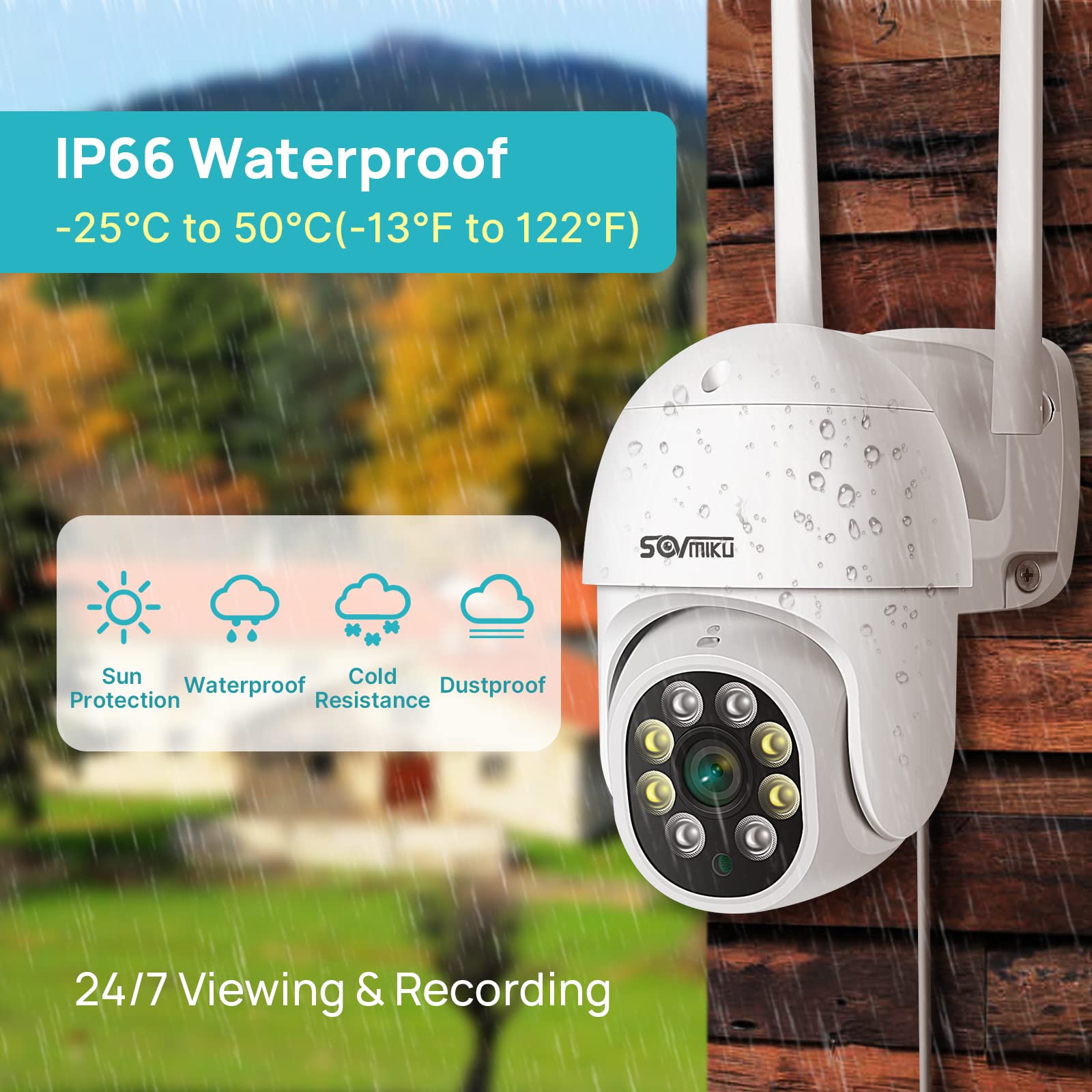 【Face/Human Detection,2K Spotlight,10"Monitor】SOVMIKU Wireless Security Camera System with 1TB Hard Drive,Expandable 8CH WiFi Home Surveillance NVR Kits,4pcs Outdoor Bullet IP Cameras,2-Way Audio