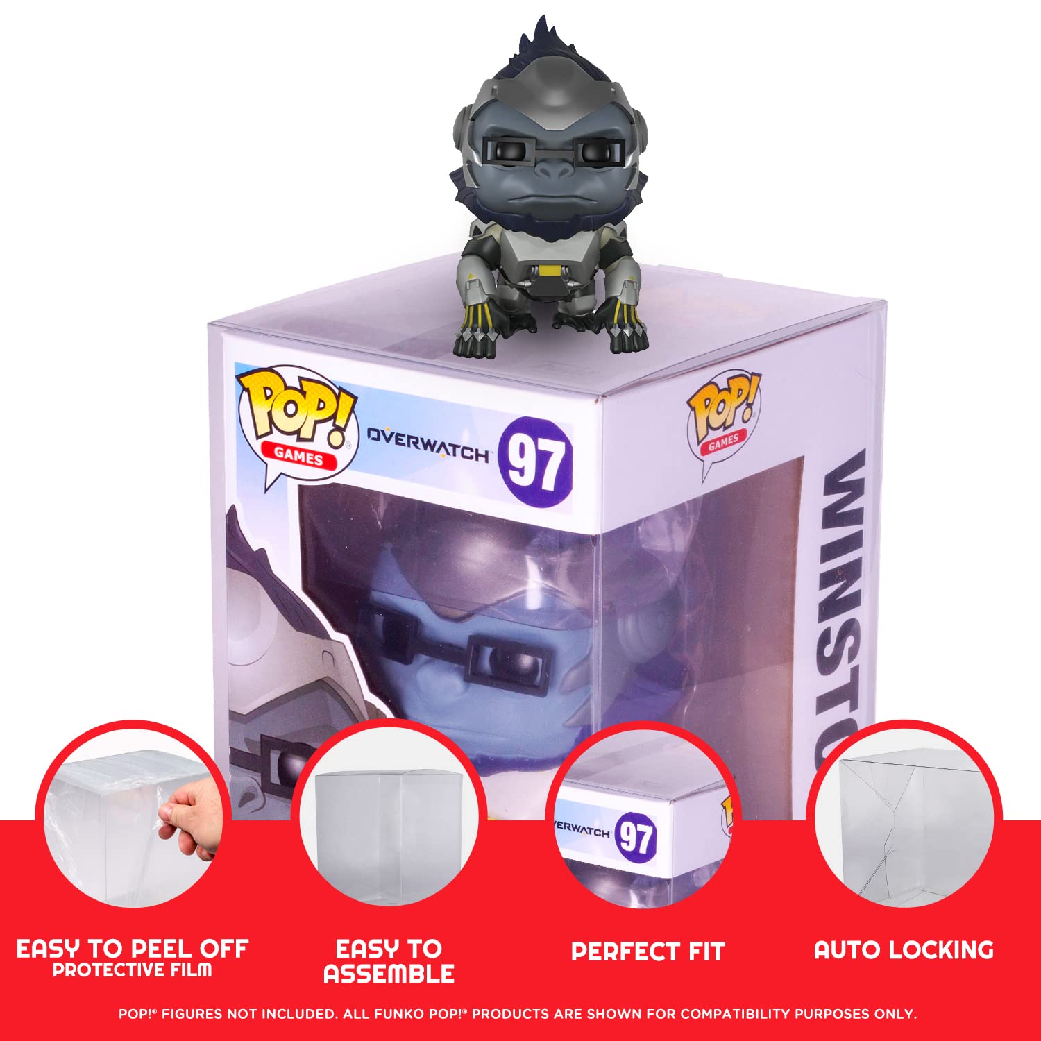 ==DISCONTINUE== Funko Pop Protector - 10-Pack, Funko Pop Display Case - Compatible with All Standard 6" Funko Pop Figures, Overwatch Action Figures 0.40 mm Thick & Stackable