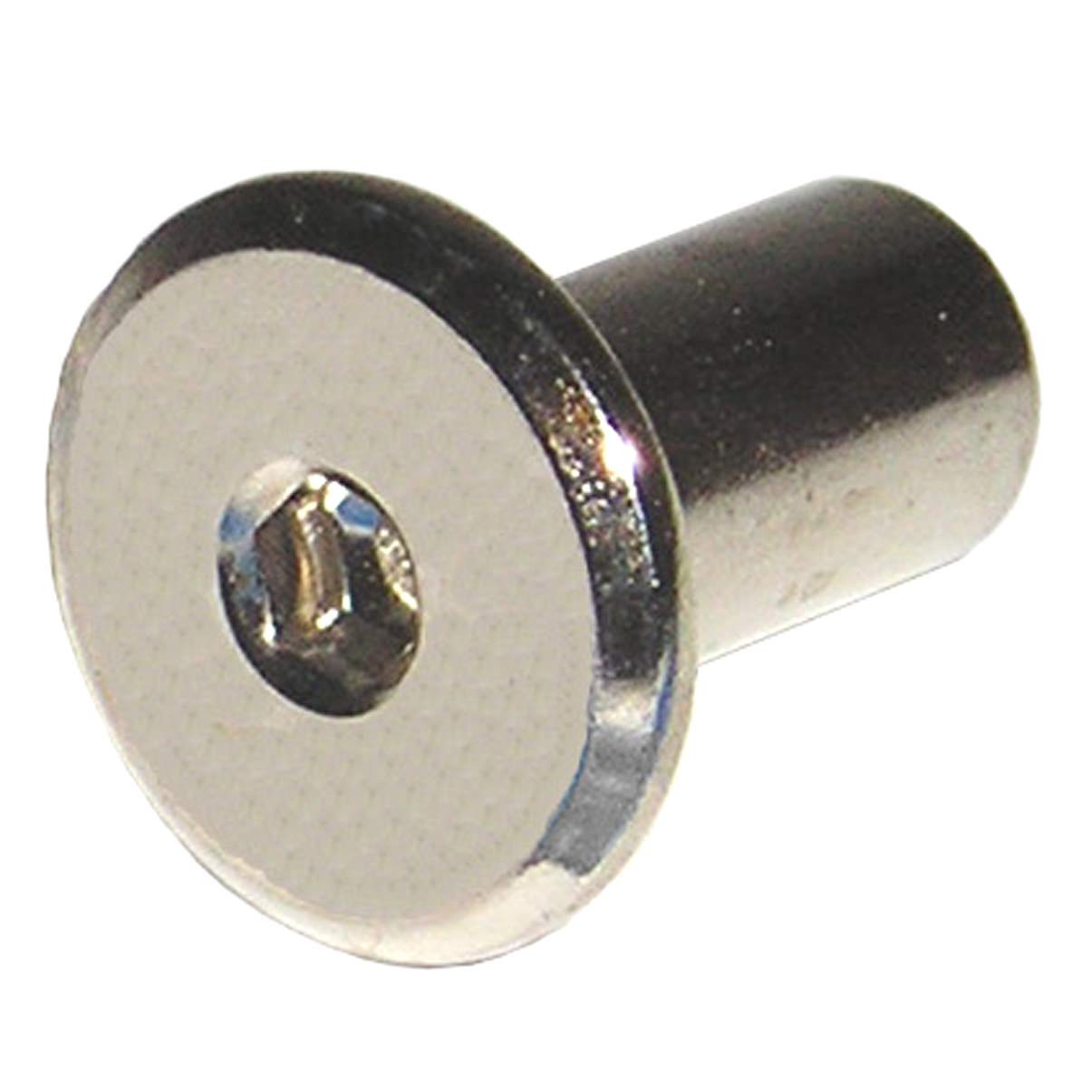 1/4" Furniture Connector Cap Flat Head Nuts - Chrome (10 Pack) - 17mm Diameter Button Head