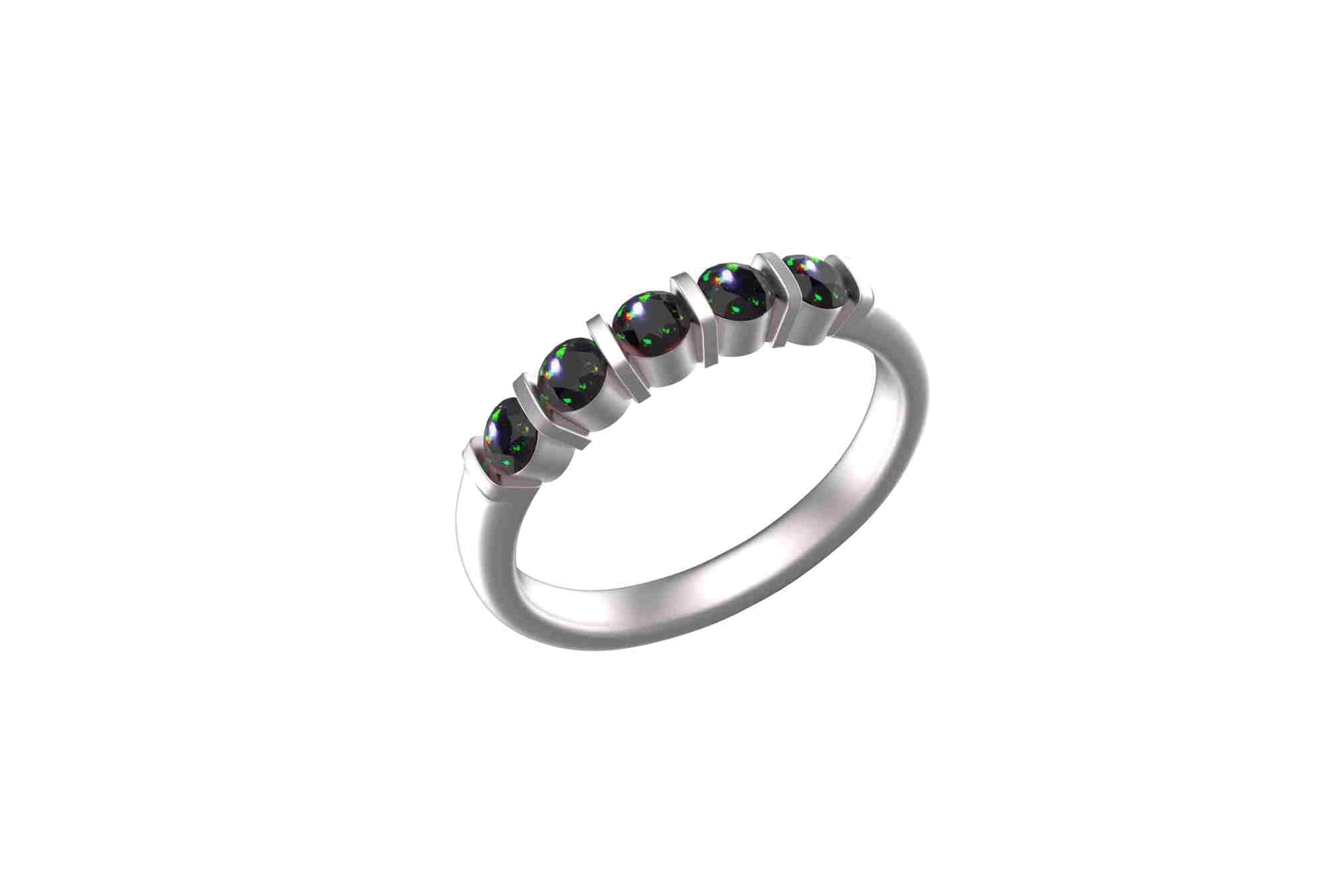 0.50 Carats Natural Black Opal Solitaire Band In 14k Solid Gold, Dark Black Fire Opal Band Ring (Yellow Gold, 8)