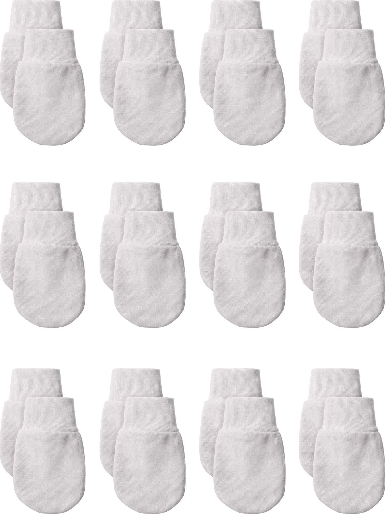 12 Pairs Newborn Baby Mittens Gloves No Scratch Baby Mittens for 0-6 Months Baby Boys Girls (White)