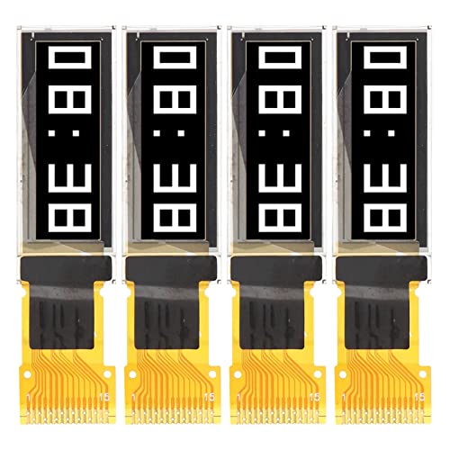 0.91in Display Module, Thin Bright Self Illumination 4 Pcs Organic Light Emitting Diode Screen 15 Pin for Electronic Components(White)