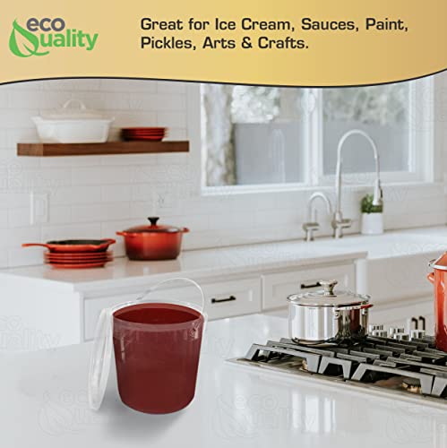 1 Gallon (128 oz) Clear Plastic Bucket with Lid and Handle (5 Pack), Ice Cream Tub with Lids - Food Grade Freezer and Microwave Safe Food Storage Containers, Round Plastic Pail Container with Lid, BPA Free