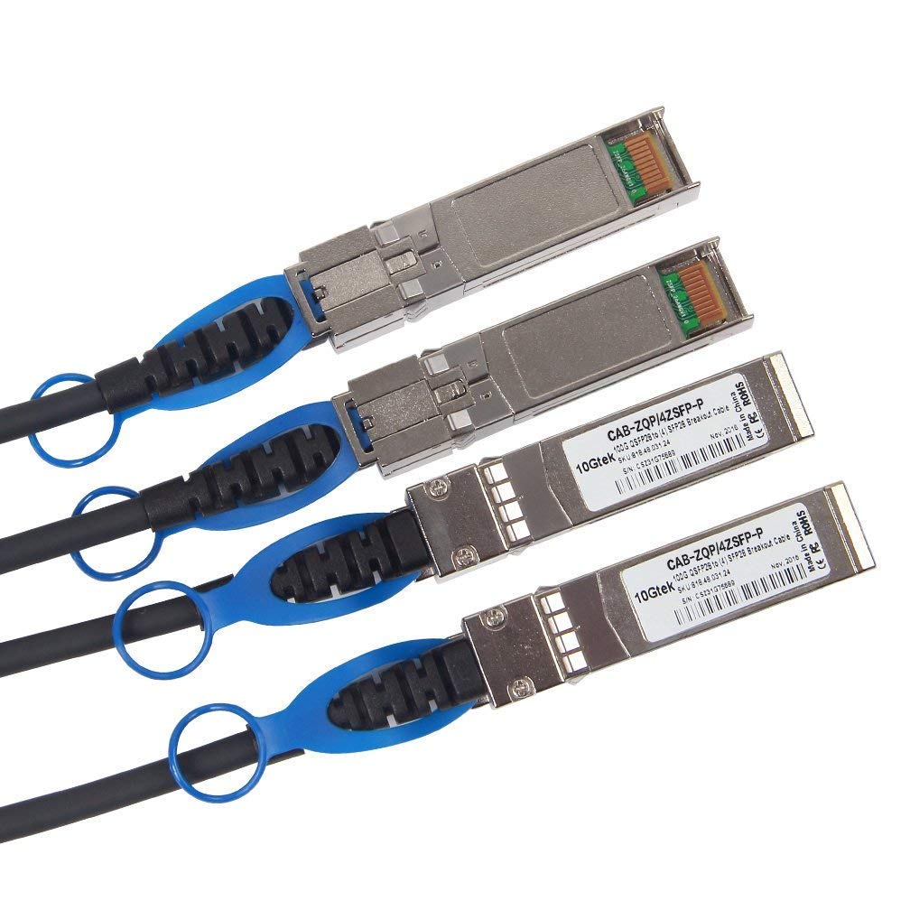 10Gtek 100G QSFP28 to 4X 25G SFP28 Breakout DAC Passive Direct Attach Copper Twinax Cable for Cisco QSFP-4SFP25G-CU3M, Ubiquiti, Arista, Supermicro and More, 3-Meter(10ft)