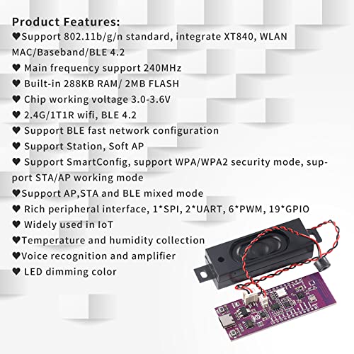 000 EC Buying HLK-W800-KIT Development Board, Chip Integrated 32-Bit CPU Microprocessor, STM32 Embedded Microcontroller I2C 12S SPI Support 2.4G Wi-Fi, Suitable for Single Board Computer