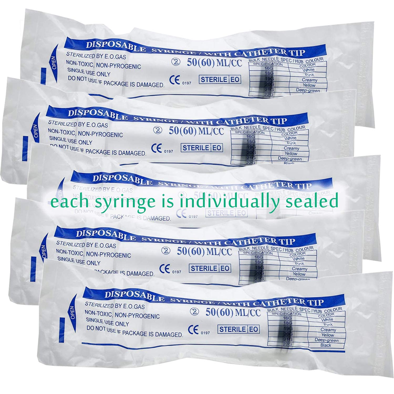 10 Pack 60ml Syringe, Large Plastic Syringes for Lipgloss, Catheter Tip Syringe Individual Sealed, with Measurement & Tip Cover, for Dispensing, Watering, Refilling, Feed, Oil Glue Applicator