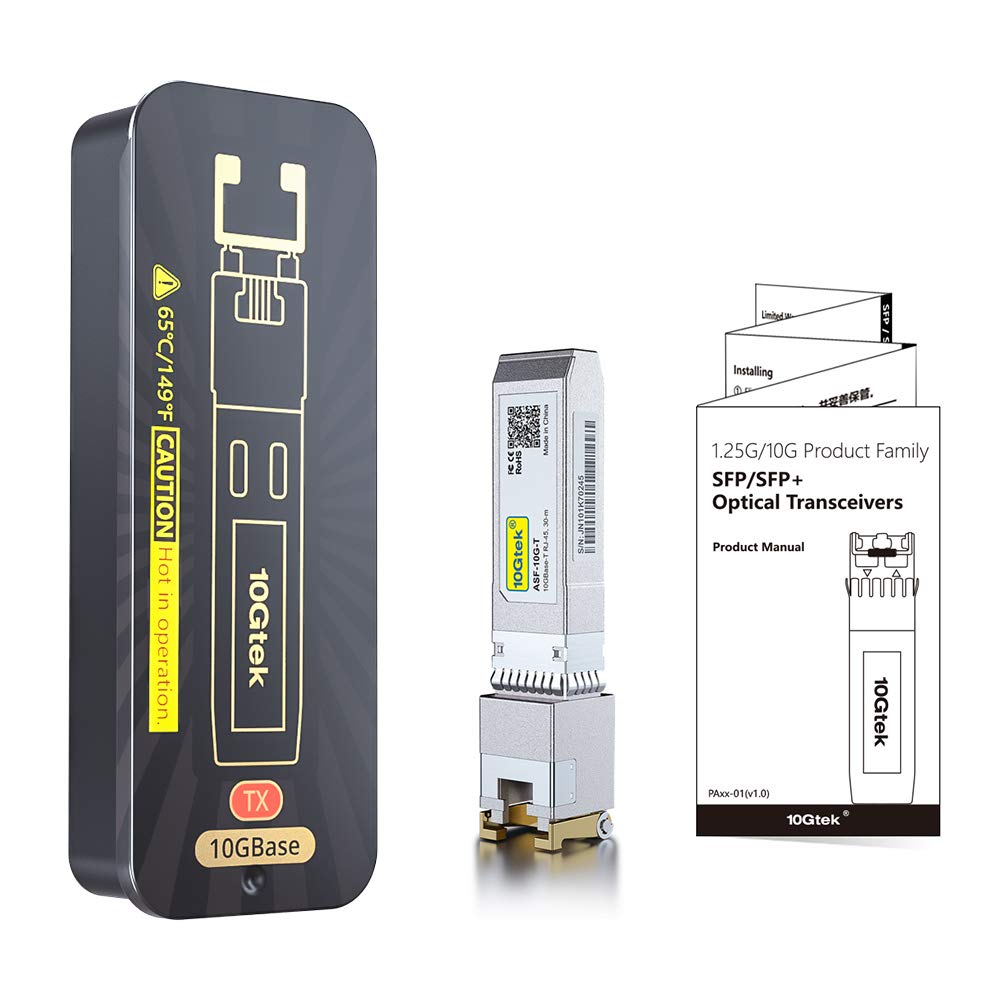 10Gtek ๐ญ๐ฌ๐๐๐ฎ๐๐ฒ-๐ง SFP+ to RJ-45 Transceiver, 10Gbe SFP+ Copper Ethernet CAT6a Module, up to 30m, for Cisco SFP-10G-T-S, Ubiquiti UniFi UF-RJ45-10G, Fortinet, TP-Link TL-SM5310-T and More