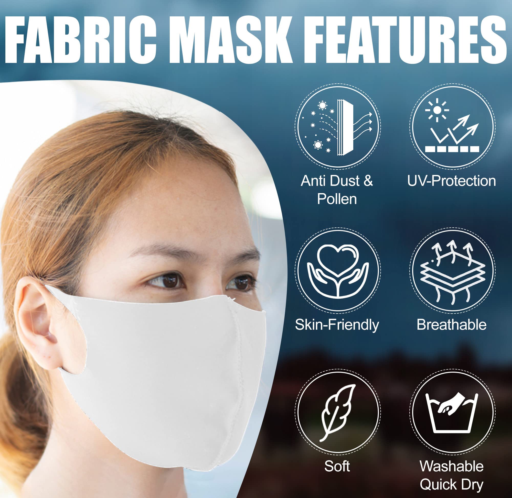 10 PACK Face Covers with Elastic Ear Loop Cover Full Face Anti-Dust, Unisex, Washable and Reusable for Men and Women, soft on the face and skin (Colorful)